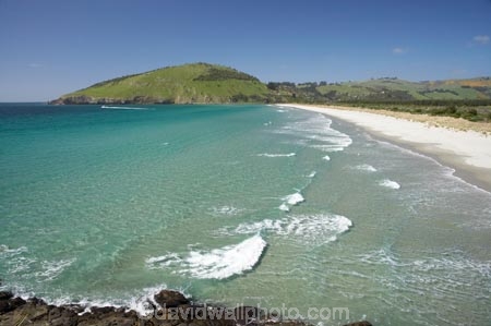 View across Purakanui Bay to Potato Point, seen from Mapoutahi ...