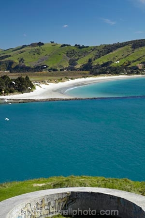 Historic fortification, Otago Harbour entrance, and Aramoana Beach ...