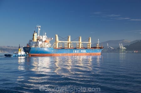 Tug Boat and Albany Sound Bulk Carrier Ship, Port Chalmers, Otago ...