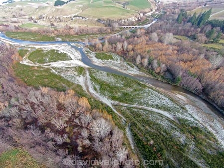 Opuha River (bottom right) joining Opihi River at Raincliff, South ...