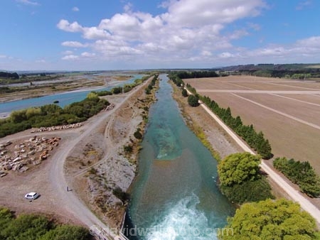 River intake at Black Point, Lower Waitaki Irrigation Scheme, and ...